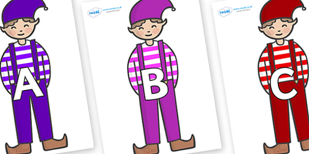 A-Z Alphabet on Elf (Boy) (teacher made) - Twinkl