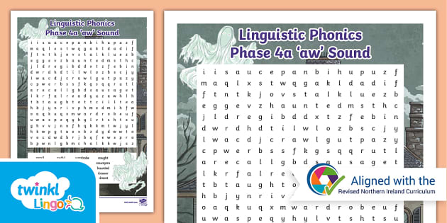 Northern Ireland Linguistic Phonics Phase 4a 'aw' Word Search
