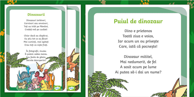 Poezii despre dinozauri – Planșe (teacher made) - Twinkl