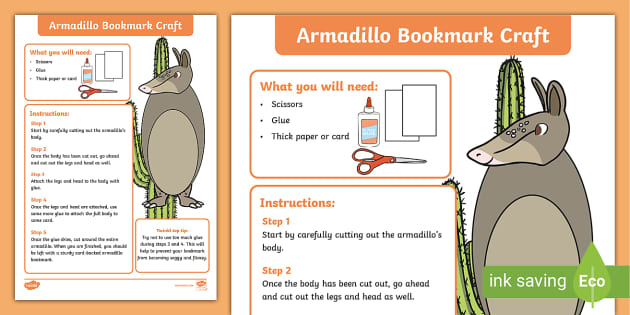 Armadillo Bookmark Craft Activity | Twinkl Crafts | Reading