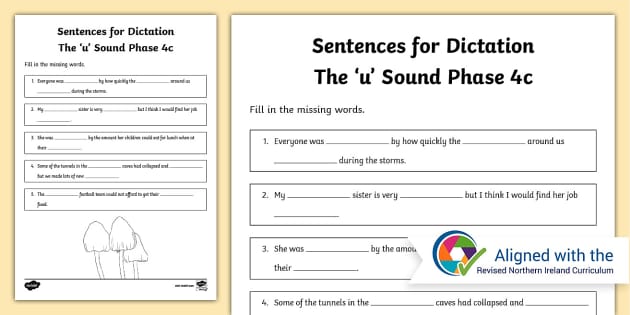 Linguistic Phonics Phase 4c 'u' Dictation Sentences Teacher Worksheet