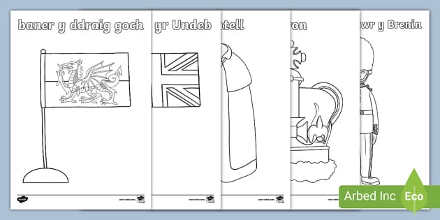 Taflenni Lliwio Llun a Gair y Coroni (teacher made) - Twinkl