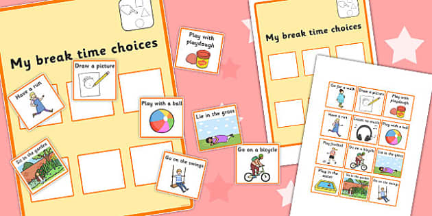 My Break Time Choices - break time, choices, cards, options
