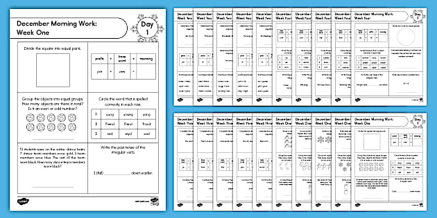 Second Grade December Morning Work Bundle (teacher made)