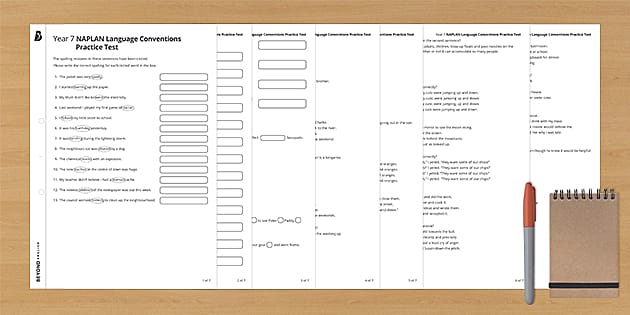 AUS Year 7 Language Conventions questions for NAPLAN tests