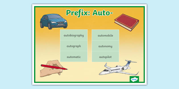 Words with Prefix Auto- Word Mat (Hecho por educadores) Words with Prefix Auto- Word Mat (Hecho por educadores)