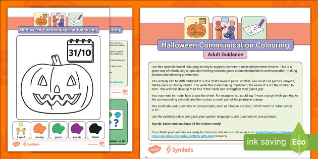 Twinkl Symbols: Halloween Communication Colouring Activity