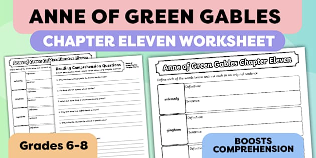 Anne of Green Gables Chapter Eleven Worksheet for 6th-8th Gr