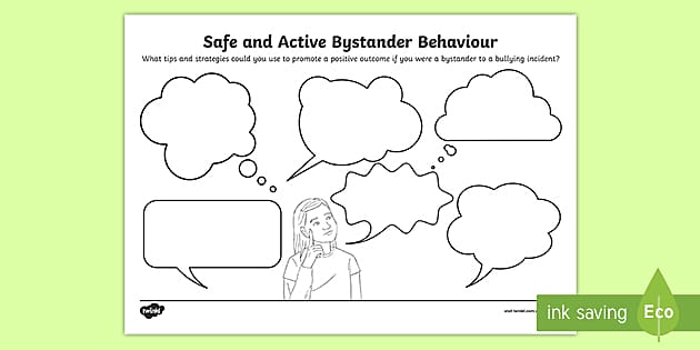Safe and Active Bystander Behaviour Thought Bubble Worksheet