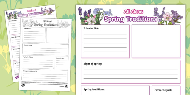 All About Spring Traditions Non-Chronological Report Template