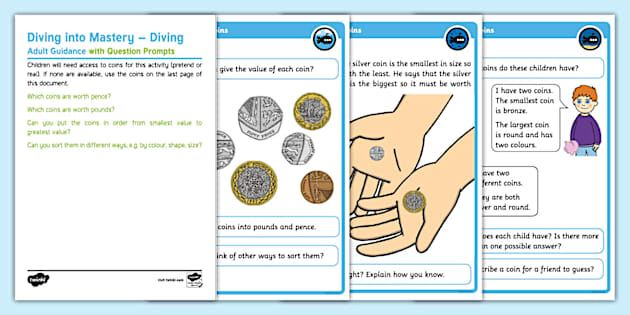 Year 1 Diving into Mastery: Recognising Coins Activity Cards