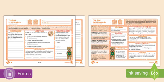 Junior Journal 62 May 2021: Top Bear (Story Comprehension)