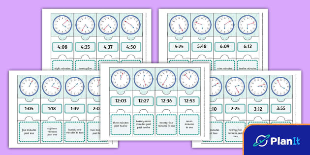 Telling Time to the Minute Puzzle (teacher made) - Twinkl
