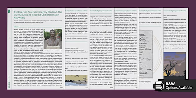 'Explorers of Australia: Gregory Blaxland' Comprehension