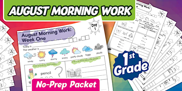 First Grade August Morning Work Bundle (Teacher-Made)