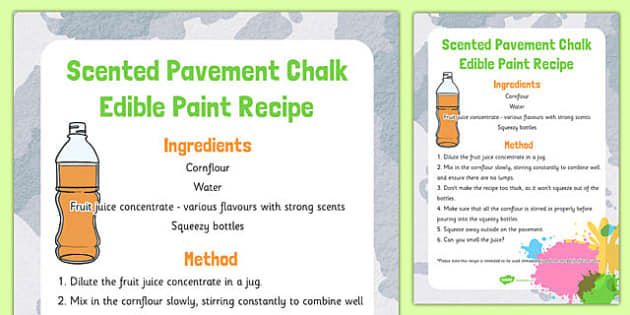 Scented Pavement Chalk Edible Paint Recipe (teacher made)