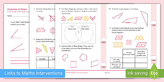 👉 Y4 Properties of Shapes End-of-Strand Assessment