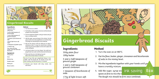 Gingerbread Biscuit Recipe (teacher made) - Twinkl