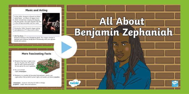 KS1 All About Benjamin Zephaniah PowerPoint (teacher made)