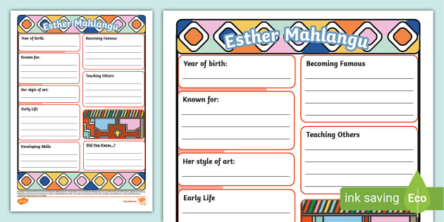 Esther Mahlangu Fact File Template (Teacher-Made) - Twinkl