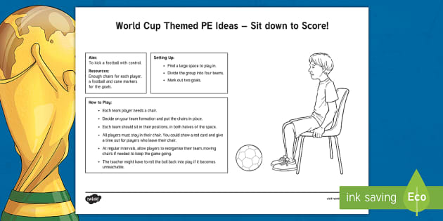 Sit down to Score 3-6 World Cup PE Activity (teacher made)