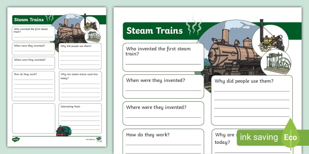 Steam Trains Fact File Template (teacher made) - Twinkl