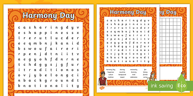 Year 4 Harmony Day Word Search (teacher made)