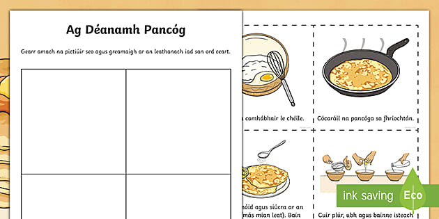 Making Pancakes Cut and Paste Sequencing Activity Gaeilge