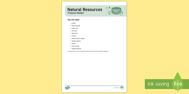 Natural Resources Treasure Basket Ideas (Teacher-Made)