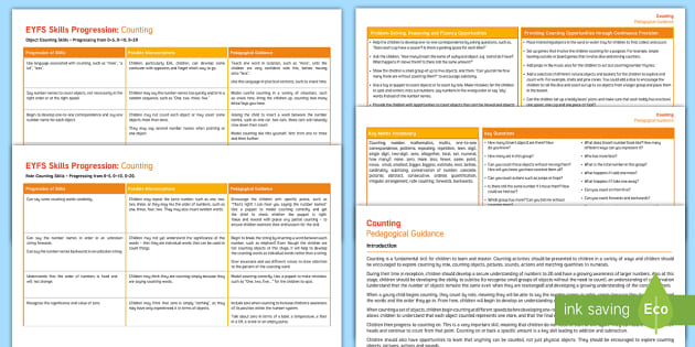 EYFS Maths: Counting Skills Progression and Pedagogical Guidance Resource