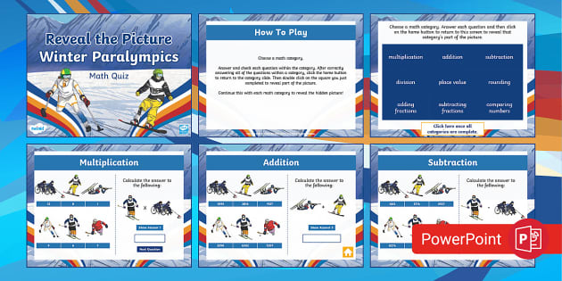 Winter Paralympics Math Quiz PowerPoint | Math | Twinkl