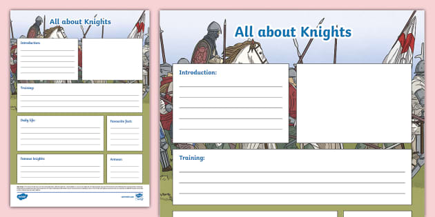 All about Knights Non-Chronological Report Template - Twinkl