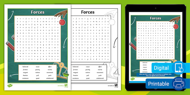 Third Grade Forces Word Search (teacher made) - Twinkl