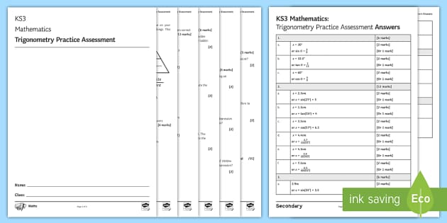Trigonometry Practice Assessment Pack | KS3 Maths - Twinkl