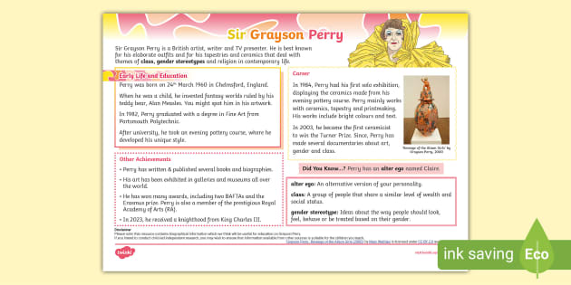 Ks2 Sir Grayson Perry Fact File Lehrer Gemacht Twinkl