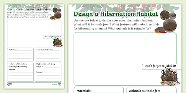 Design a Hibernation Habitat Worksheet - Twinkl