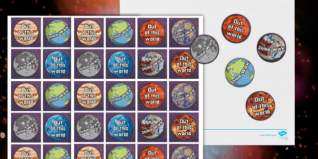 Space Day - Star & Planets - Reward Stickers - Twinkl
