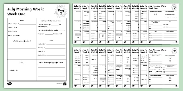 Fourth Grade July Morning Work Bundle (teacher made)