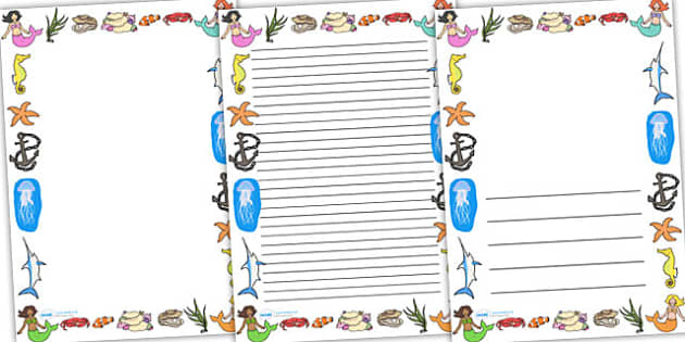 Mermaid Page Borders (Under the Sea) - Mermaid, page border, a4