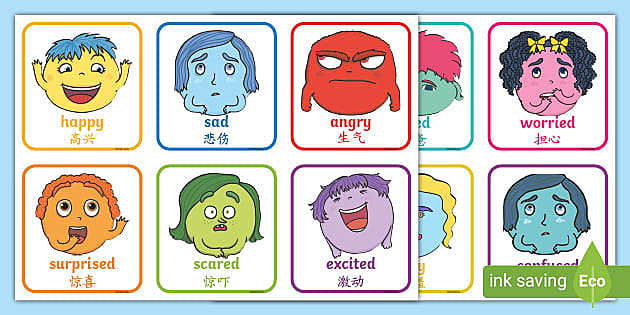 Mood Monsters Cards - English/Mandarin Chinese - Twinkl