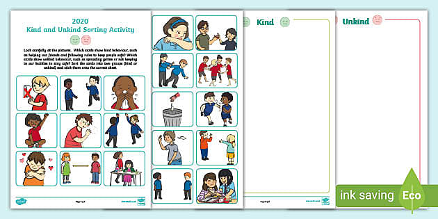2020 Kind and Unkind Sorting Activity (teacher made)