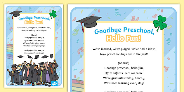 Goodbye Preschool! Graduation Song (teacher made) - Twinkl Goodbye Preschool! Graduation Song (teacher made) - Twinkl