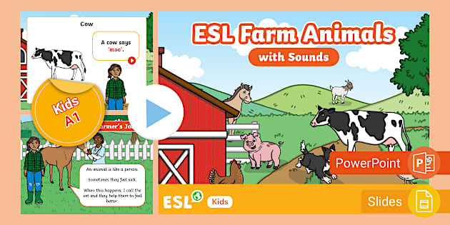 ESL Farm Animals with Sounds [Kids, A1] - Twinkl