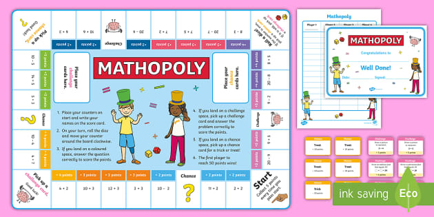 Addition And Subtraction Within 20 Mathopoly Board Game Addition And Subtraction Within 20 Mathopoly Board Game