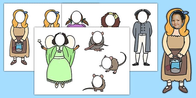 Cinderella Face Editable Stick Puppets (teacher made)