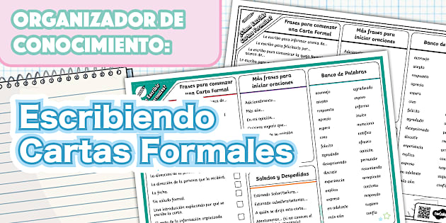 Organizador de Conocimientos | Escritura | Cartas Formales