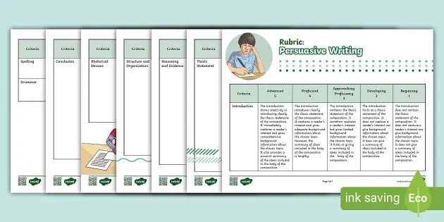Persuasive Writing Rubric 5th Grade