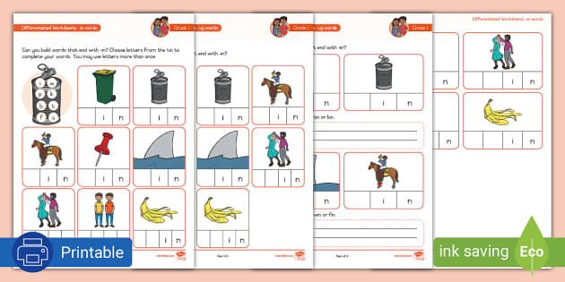 Grade 1 Phonics In Differentiated Worksheets Twinkl