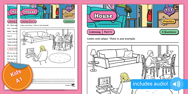 YLE Movers - Listening Part 5 - Practice Sheet (House) [A1]
