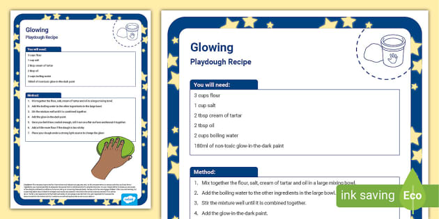 Glowing Modelling Dough Recipe Teacher Made Twinkl